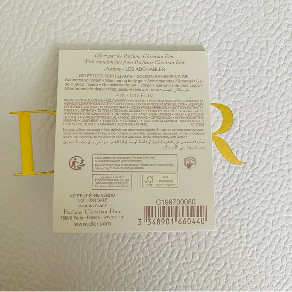 Dior | Bath & Body | Dior Jadore Les Adorables Gelee Dor Golden Shimmering Gel Sample | Poshmark